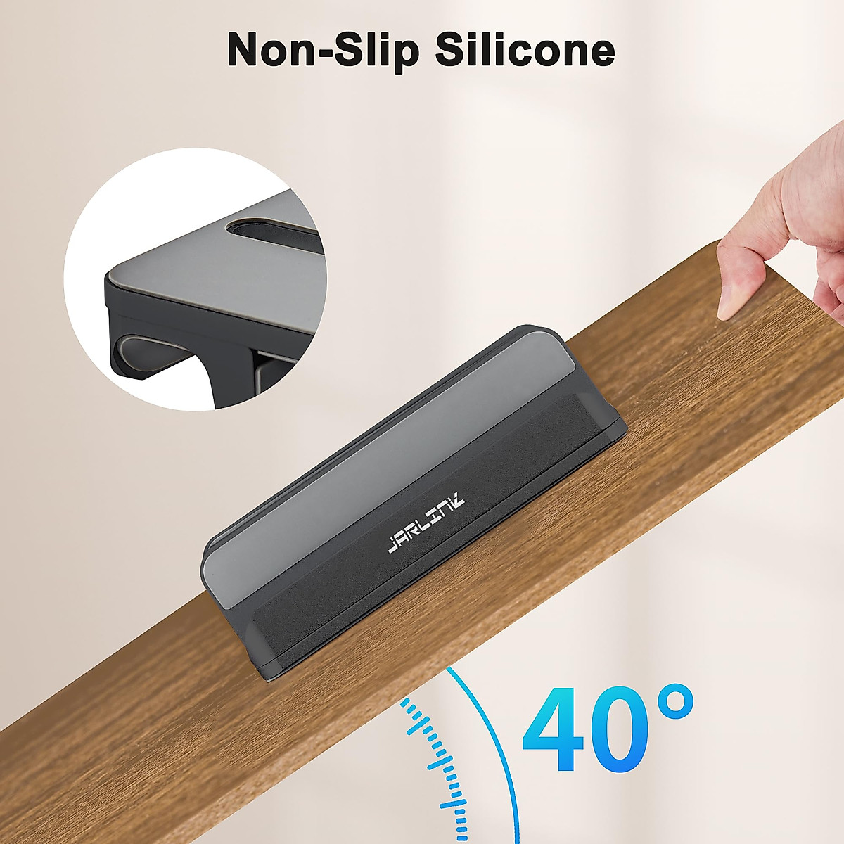 JARLINK Adjustable Vertical Laptop Stand, Desktop Stand Adjustable Laptop Holder with 2 Slots (up to 17.3 inches), Compatible with All MacBook Pro/Air/Microsoft Surface, Newly Designed, (Black)