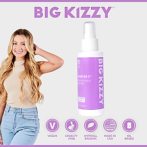 Big Kizzy Remover 2 (4oz) - Tape In Extension Remover for Residue - Quick + Non-damaging Human Hair Extension, Wig, & Hair System Adhesive Residue Remover