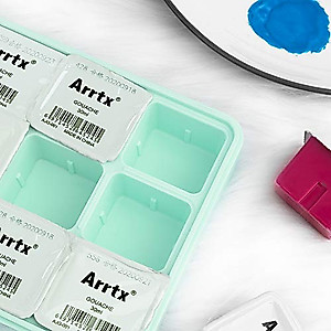 Arrtx Gouache Paint Set, 18 Colors x 30ml Unique Jelly Cup Design, Portable Case with Palette for Artists, Students, Gouache Opaque Watercolor Painting (Mint Green)