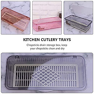 DOITOOL 3PCS Flatware Tray with Lid and Drainer, Tableware Utensil and Cutlery Drawer Organizer with Lid Covered Silverware Tray to Keeps Your Cutlery Organized and Protected ( Random Color )