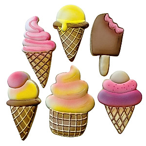 LILIAO Summer Ice Cream Cookie Cutter Set Sundae/Popsicle Biscuit and Fondant Cutters - 6 Piece - 3.6, 4.5, 4.2, 4, 4.3 and 3.7 inches - Stainless Steel