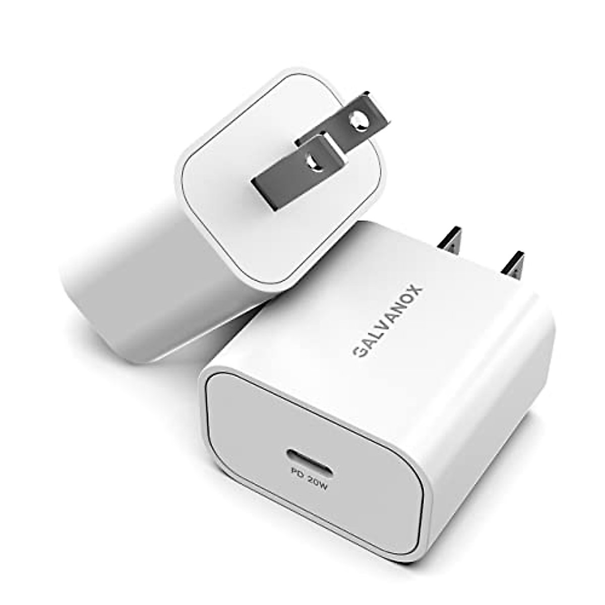 (3 Pack) Galvanox Type-C iPhone Charger (20W) USB-C Cube, Wall Adapter Block for Fast Charging iPhone 11/12/13/14 Pro/Max Models Plus Samsung Devices (2021 Upgraded V2)