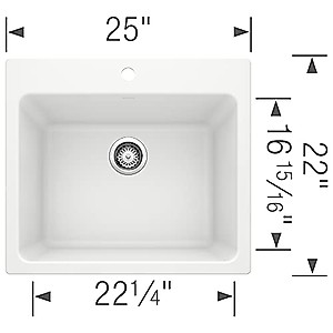 BLANCO 401927 LIVEN Drop-in or Undermount Laundry Sink, 25" L x 22" W x 12" D, White