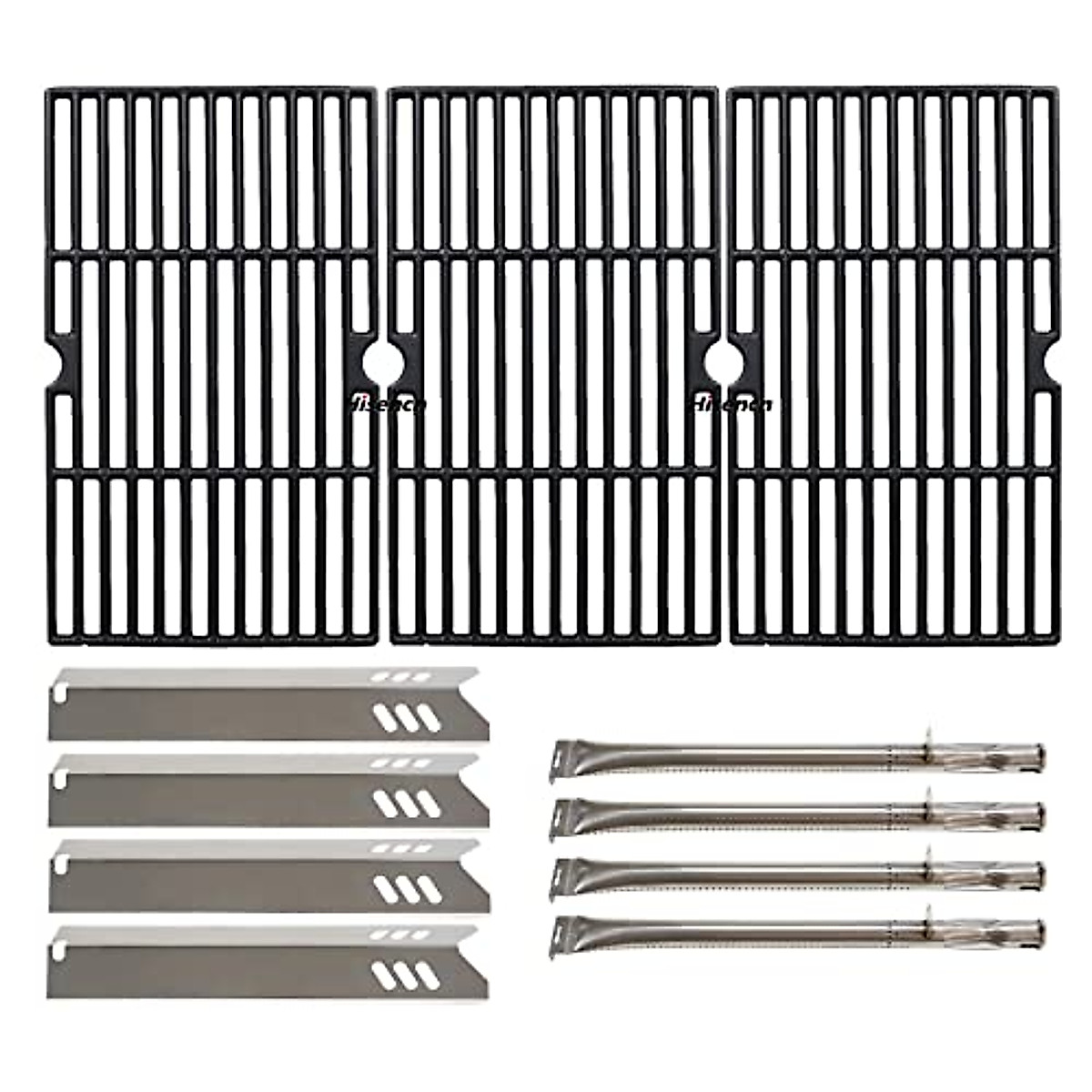 Hisencn Grill Burner Tube, Heat Plates, Grill Grates Repair kit Replacement for Dyna Glo DGF510SBP, Backyard, Uniflame Gas Grills