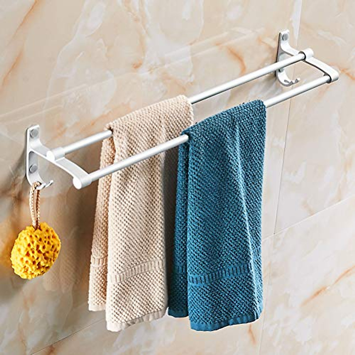 Towel Hooks Towel Bar Double Towel Hanger Holder Wall Mounted Metal Bath Towel Rack Organization for Bathroom () 48cm Towel Hook
