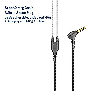 TENNMAK MMCX Detachable Cable for TENNMAK PRO Piano Trio & Other MMCX Earphones- Transparent Black (no mic)