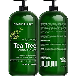 New York Biology Biotin Shampoo and Conditioner Set for Hair Growth with Tea Tree Shampoo and Conditioner Set - Thickening Formula for Hair Loss Treatment - Relief for Dandruff – 16 fl. Oz