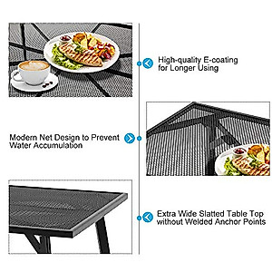 AECOJOY 5 Piece Outdoor Table and Chair, Patio Outdoor Dining Set with 1.73" Umbrella Hole, Patio Table and Chair Set of 4 for Garden,Bistro,Deck