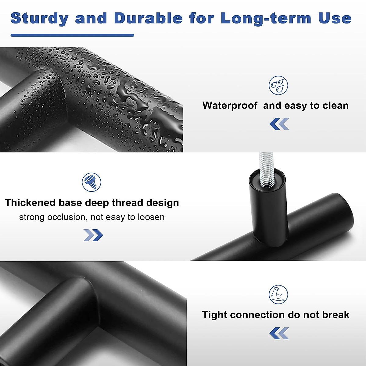 Estmoon 30 Pack 3 Inch Cabinet Handles Matte Black Cabinet Pulls Stainless Steel Black Kitchen Handles for Cabinets and Drawers, 76mm Hole Centers