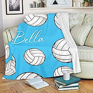 CUXWEOT Custom Blanket Personalized Sport Volleyball Soft Fleece Throw Blanket with Name for Gifts Sofa Bed (50 X 60 inches)