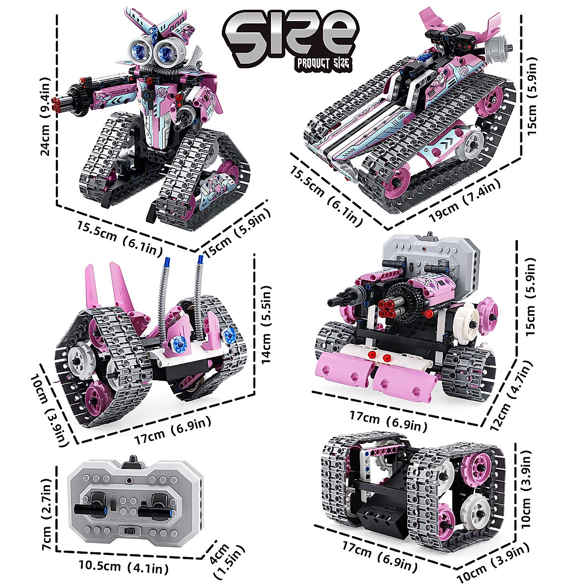 Amy&Benton Girls Remote Control Robot Building Kit Stem Pink Robot Kit with APP for 7 8 9 10 11 12 Year Old Girls Birthday Gifts