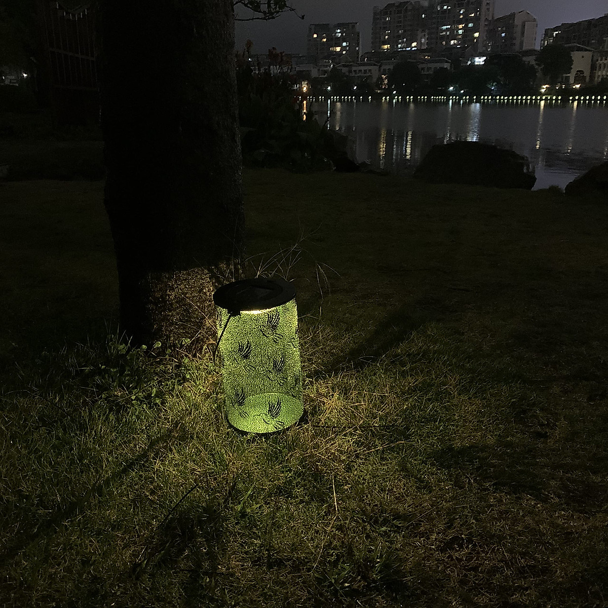 FLJZCZM Solar Lanterns Lights Outdoor Lantern Hanging Garden Metal Retro Light Battery Table Lamp Decorative Yard Camping Waterproof Green