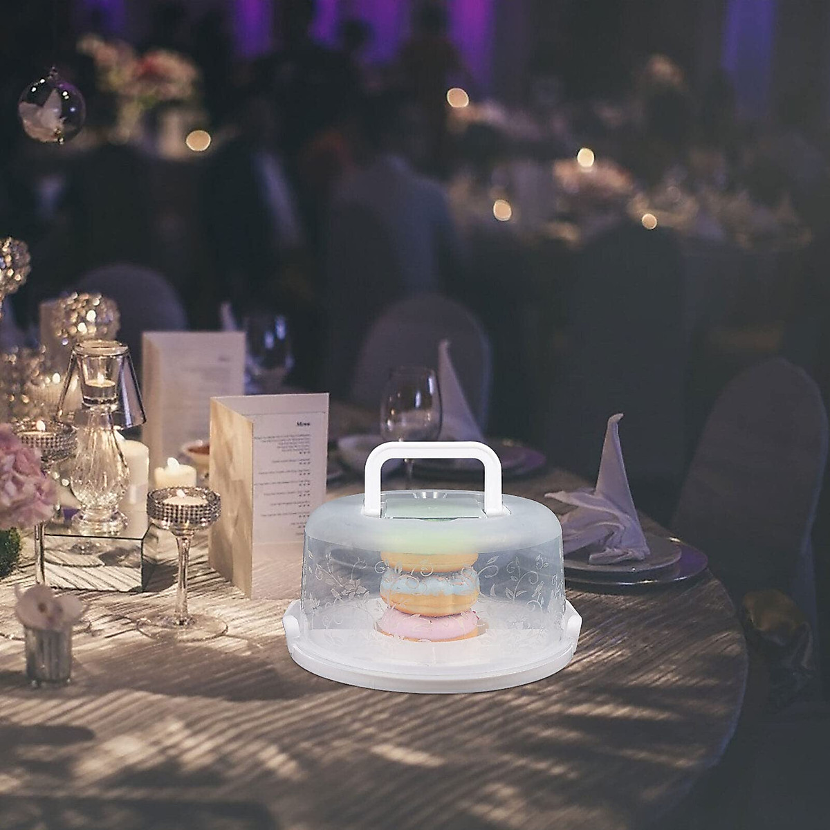 Reusable Cake Carrier Handle Portable Bread Box Cake Keeper Cake Storage Container Transporting Cakes Pies Desserts Fits Standard Cake Boxes Easy Clean