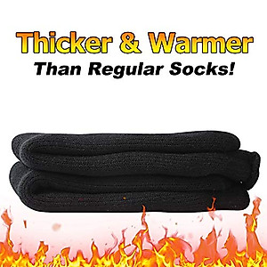 JSPA Thick Thermal Hiking Socks, Skiing Snowboarding Thermal Socks for Men,Stocking Stuffers Heated Socks for Women, Thick Warm Insulated Heated Crew Slipper Socks for Cold Weather,1 Pair Black Large