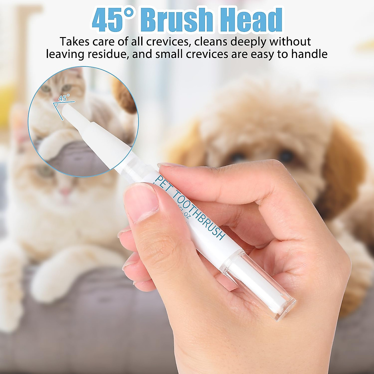 Pet Toothbrush Pen,Dog Teeth Cleaning Pen,Cat/Dog Tooth Whitening & Cleaning,Natural Plant Substance-Pet Teeth Repairing Kit,Dogs Cats Natural Plants Tartar Remover Tool （3PCS）