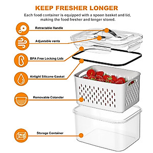 ATRONAW 12 Pieces Fruit Storage Containers for Fridge -Salad Dressing Containers To Go,Produce Storage Bins Set for Refrigerator for Salad Berry Lettuce Vegetables Meat