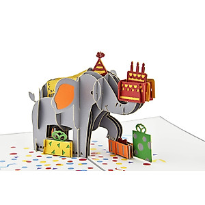 Teabug Cards Elephant Pop Up Card, Kid Birthday Card, Party Celebration Greeting Card
