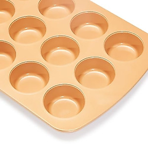 Amazon Basics Ceramic Nonstick Baking Sheets and Pans Bakeware Set, 5-Piece Set- Copper Color