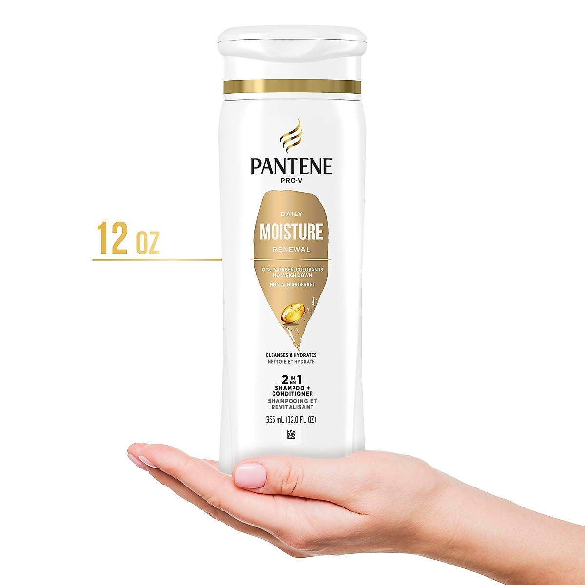 Pantene PRO-V Daily Moisture Renewal 2 in 1 Shampoo + Conditioner, 12 oz