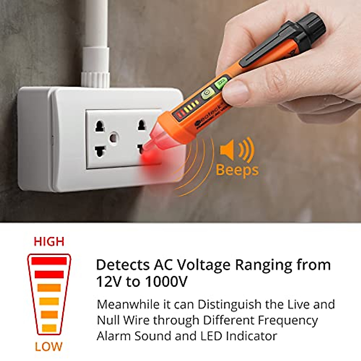 Neoteck Non-Contact Voltage Tester Pen and 8 Inch Wire Stripper Crimper Cutter 10-22 AWG, Must-Have Multi-Function Tool Kit