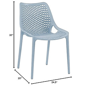 Meridian Furniture 328SkyBlue Modern | Contemporary Patio Dining Chair with Polypropylene Plastic, Weather Resisting for Indoor or Outdoor Use, Set of 4, 20" W x 24.5" D x 33" H, Sky Blue