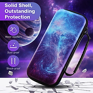 MoKo Carrying Case for Nintendo Switch OLED Model/Nintendo Switch, Hard Shell Portable Travel Carry Case w/10 Game Card Slots Compatible with Nintendo Switch Console & Accessories, Gorgeous Starry Sky