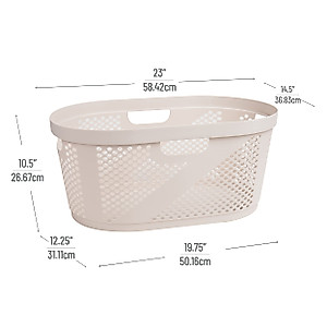 Mind Reader 40L Laundry Basket, Clothes Hamper, Ventilated, Plastic, 23"L x 14.5"W x 10.5"H, Set of 2, Ivory