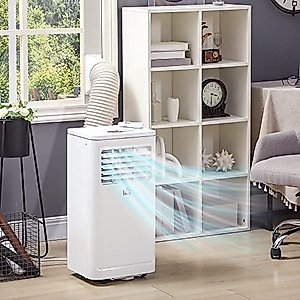 HOMCOM 10,000 BTU Portable Air Conditioners with Remote, for Rooms Up to 441 Sq. Ft., Cool Dehumidifier Fan 3-in-1 Portable AC Unit with Window Kits, White