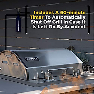 Coyote Portable Electric Grill, 18 Inch Built-in Grill with Ceramic Flavorizer - C1EL120SM