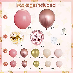 Blush Pink Nude Balloon Arch Kit, Dusty Pink Rose Gold Nude Balloons for Girls Women Birthday Baby Bridal Shower Engagement Wedding Party Decorations