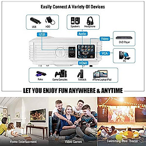 Native 1080p Full HD WiFi Bluetooth Projector, High Brightness Gaming Projectors Outdoor Movie Night, Android OS TV Projector App Netflix Airplay, Compatible with Android/iOS, TV Stick, DVD, PC, HDMI