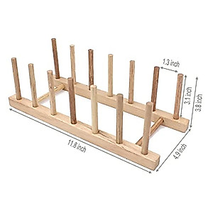 Z ZICOME Set of 2 Bamboo Wooden Dish Rack Plate Rack Stand Pot Lid Holder Kitchen Cabinet Organizer