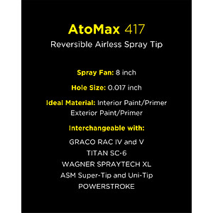 InoKraft 417 Spray Tip AtoMax Reversible Airless Spray Nozzles for Airless Paint Spray Guns, Airless Sprayer Accessories, for Contractor Homes Buildings Garden Decks (417)
