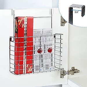 TreeLen 2PK- Kitchen Cabinet Organizer for Cutting Boards over the Cabinet Organizer Wall Door Mount Foil Holders Rack for Kitchen Bathroom Pantry-Shining Chrome