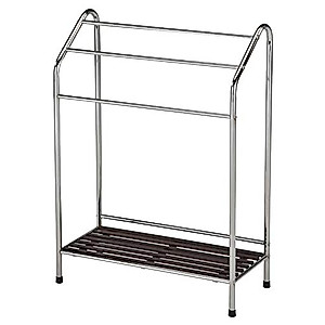 Kings Brand Furniture - Victory Chrome Free Standing Bathroom Towel Rack Stand with Shelf