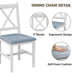 Alohappy Dining Room Table Set for 4, 5 Piece Kitchen Table Set Morden Wood Rectangle Breakfast Table and Chairs for Small Space (Blue)