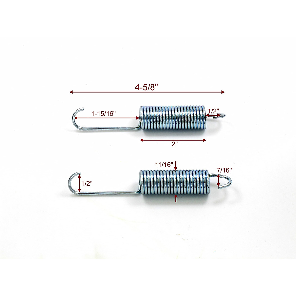 KUANYUOO 4-5/8" Replacement Recliner Sofa Chair Mechanism Tension Steel Spring 2Pcs - Long Neck Hook Style