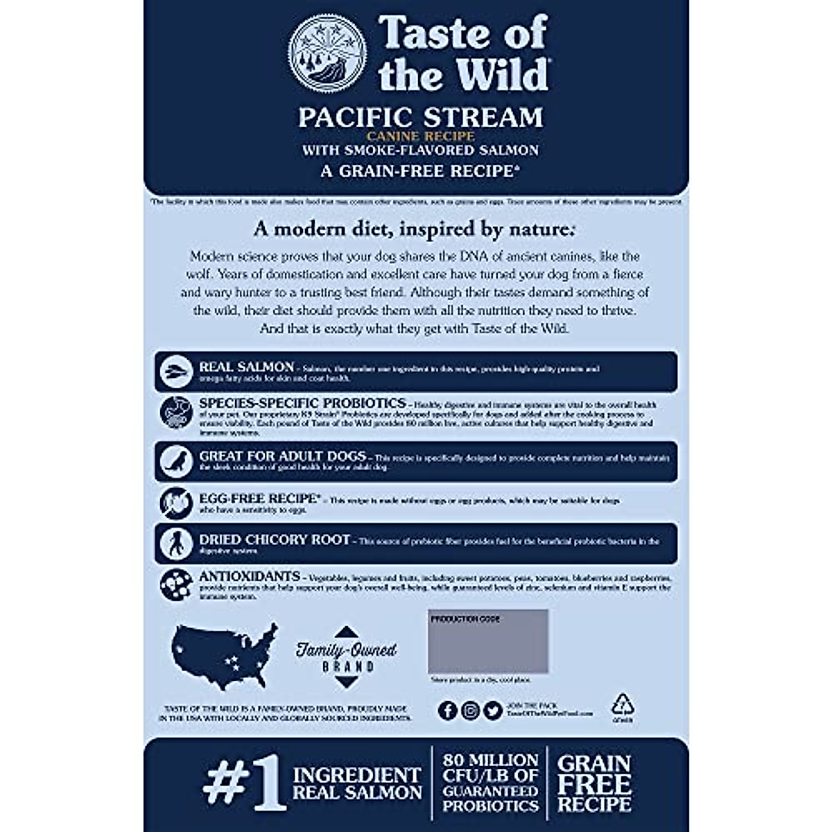 Taste of the Wild Pacific Stream Grain-Free Dry Dog Food with Smoke-Flavored Salmon 28lb