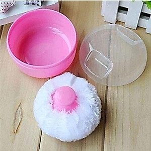 ericotry 2 Pcs Baby After-Bath Powder Puff Sponge Box Kit Dispensor DIY Make up Cosmetic Loose Powder Jar Container Case (Pink)