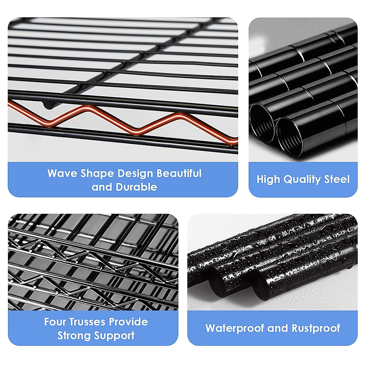 5 Tier Changeable Wire Shelving Rack, Adjustable Metal Shelves for Storage, 5 Tier Black Shelving Unit with Leveling Feet, 11.5"D x 21"W x 59"H, 550Lbs Capacity, For Kitchen, Pantry, Garage, Laundry