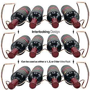 Sorbus® 3-Tier Stackable Wine Rack - Classic Style Wine Racks for Bottles - Perfect for Bar, Wine Cellar, Basement, Cabinet, Pantry, etc - Hold 12 Bottles, Metal (Copper)