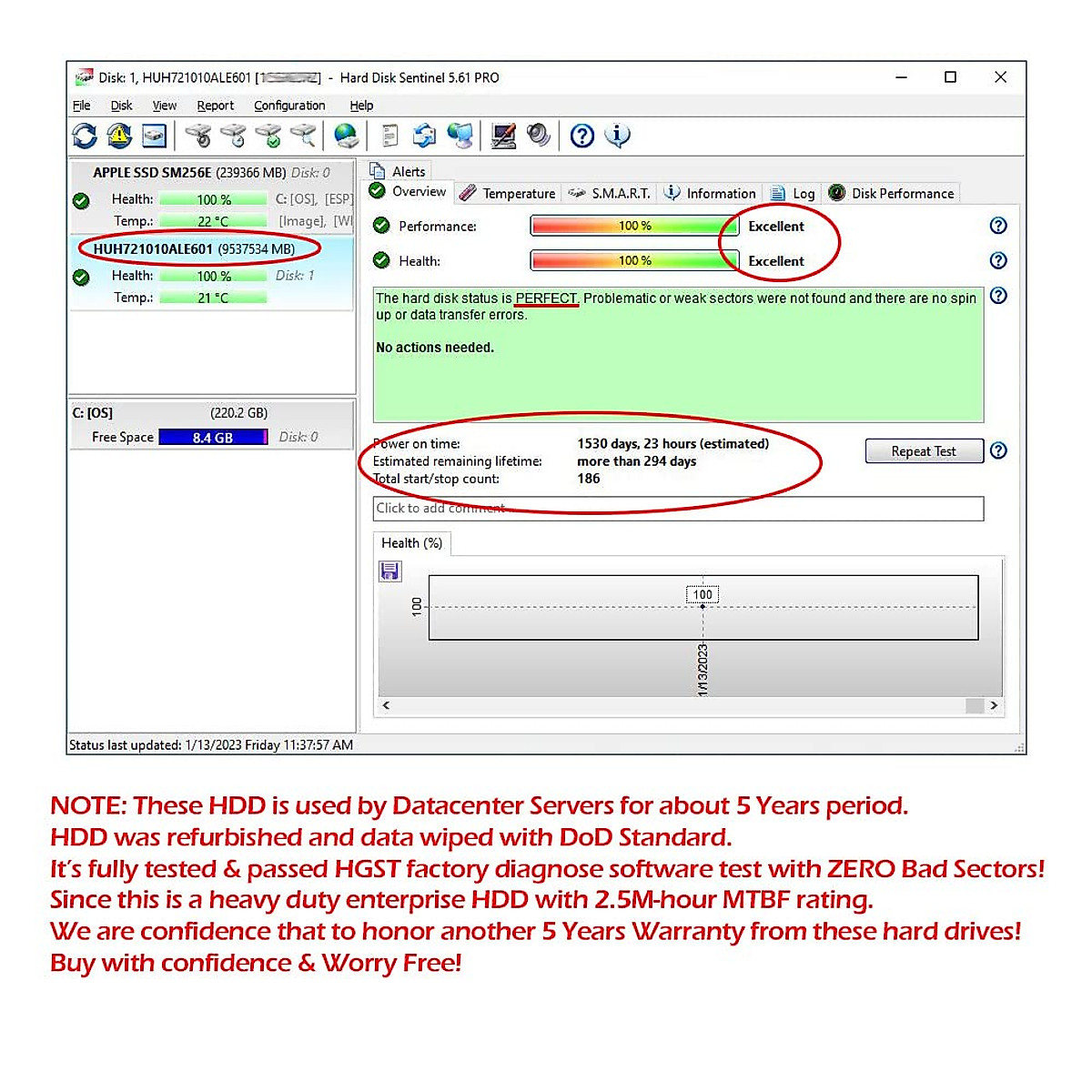 MDD - He10 HUH721010ALE601 10TB 7200RPM 128MB Cache SATA 6.0Gb/s 3.5inch Enterprise Hard Drive - 5 Year Warranty (Renewed)