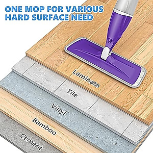 Spray Mops for Floor Cleaning Microfiber Floor Mop for Hardwood Floors Wet Dust Mop Flat Mop Floor Cleaner Mop with 4 Washable Pads 440 Ml Refillable Bottle for Wood Floor Tile Laminate Vinyl Kitchen