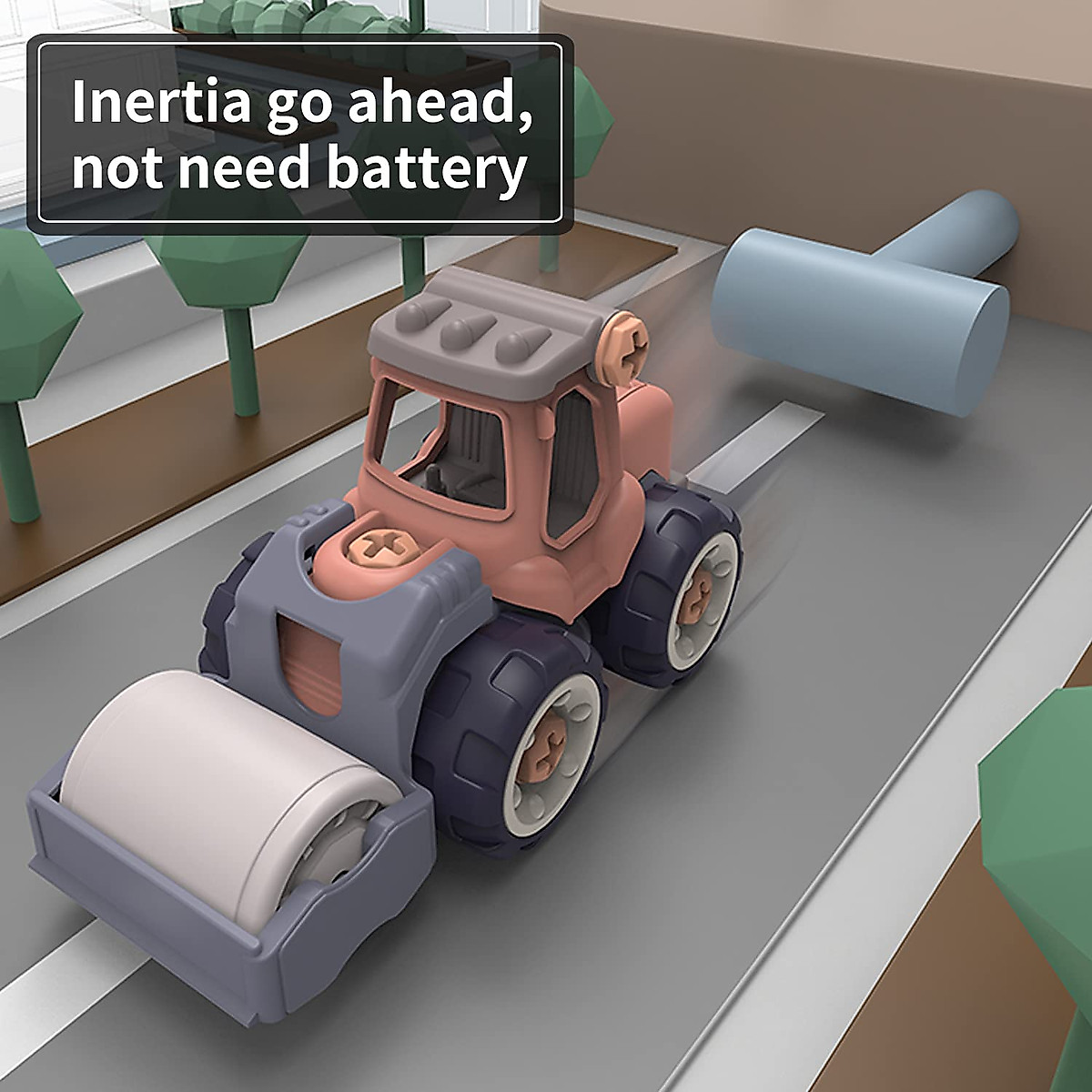 Woumserta Take Apart Construction Trucks for 3 4 5 6 Year Old Boys, STEM Building Sand Toys for Toddlers 3-5 Suitable for Party, Beach, Indoor, Educational Excavator Toy Boys Girls Birthday Xmas Gift