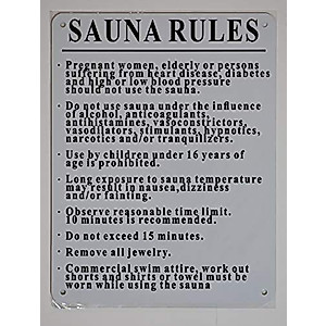 BUILDINGSIGNS.COM Sauna Rules Sign (White, Rust Free Aluminium 8.5x11)