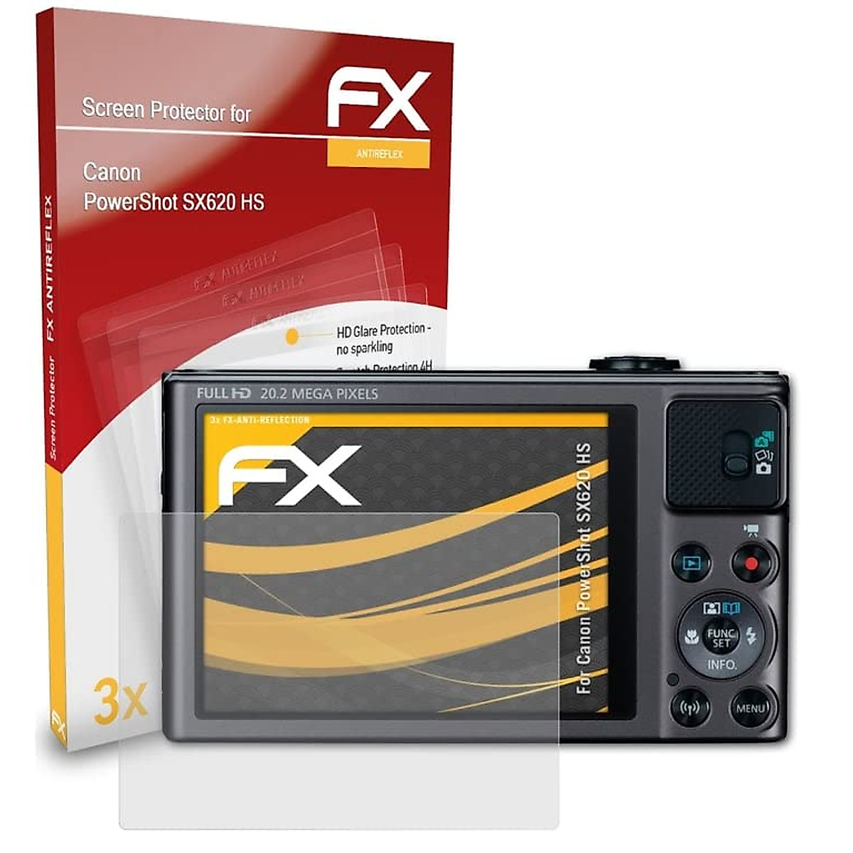 atFoliX Screen Protector compatible with Canon PowerShot SX620 HS Screen Protection Film, anti-reflective and shock-absorbing FX Protector Film (3X)