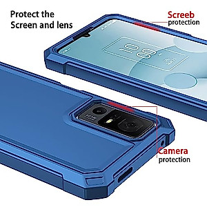 HAIJ for TCL 40 XL case, with Tempered Glass Screen Protector 360 Full-Body Soft TPU Bumper Shockproof Silicone Protective Phone Cover Case for TCL 40XL 6.75" 2023 (Blue)