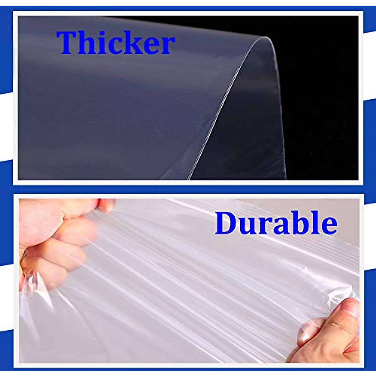 50 Count Large Heavy Clear Bag Zip Lock Storage Bags Food Picnic Travel Clothes Storage Bag 14"x18" Large Ziplock Kitchen Freezer Bag Pack of 50 Reusable