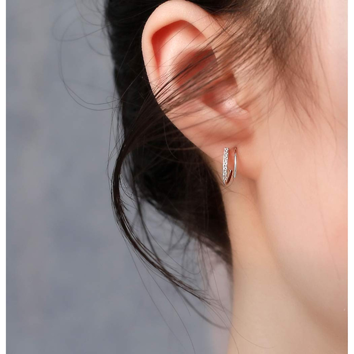 Reffeer 925 Sterling Silver CZ Crawler Earrings Wrap Cuff Earrings For Women Teen (A-Silver)