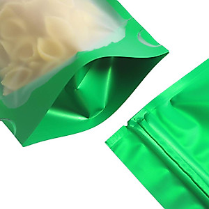 100 Translucent/Green Poly Zip Seal Stand Up Heat Sealable Reusable Pouch (4" x 6", Translucent/Green)